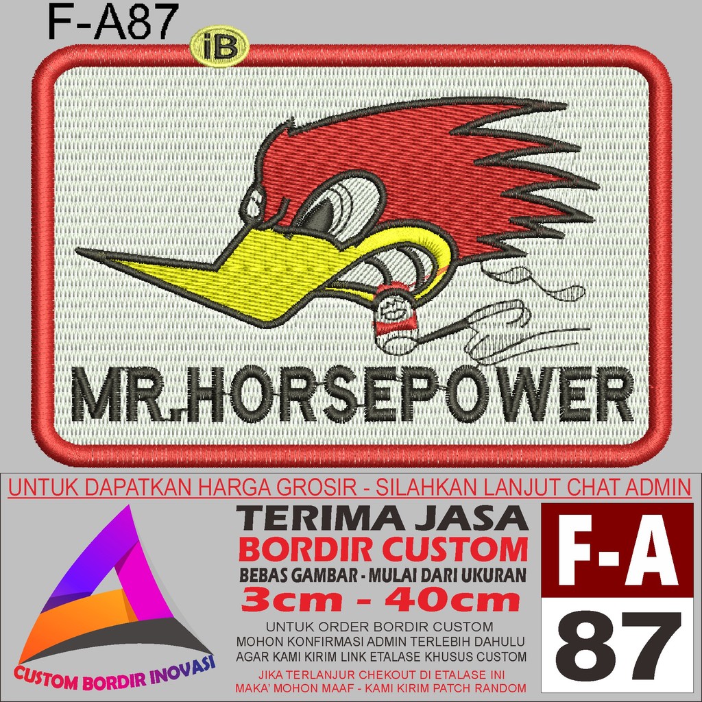 Jual PATCH BORDIR LOGO F-A87 MR HORSEPOWER CLAY SMITH CSUSA - CUSTOM ...