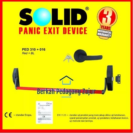 Jual Panic Bar Solid PED 310+016 Red+Black/Handle Pintu Emergency ...
