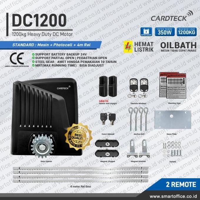 Jual 1200Kg Heavyduty Dc Motor Sliding Gate Cardteck Dc1200 Steel Worm ...