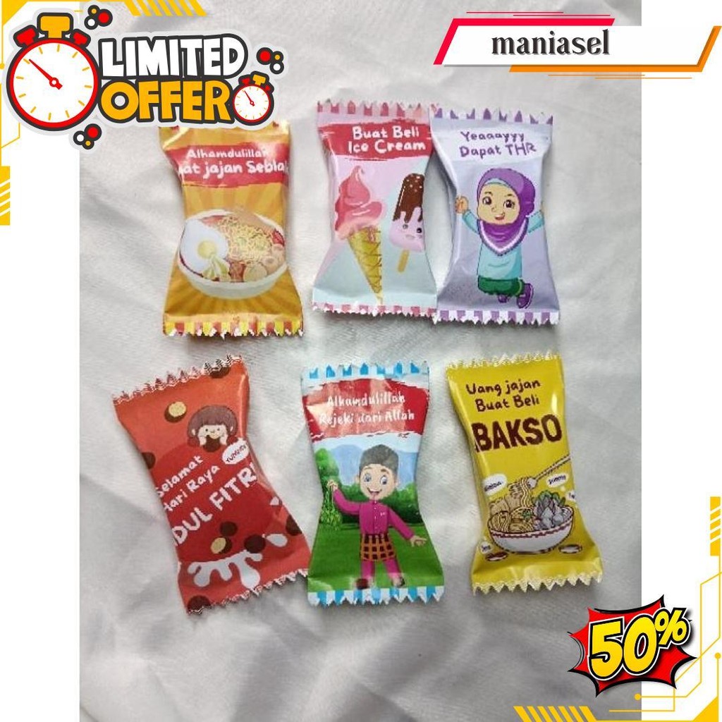 Jual (Isi 100Pcs) Siap Pakai Amplop Permen Lebaran Model Permen Harga ...