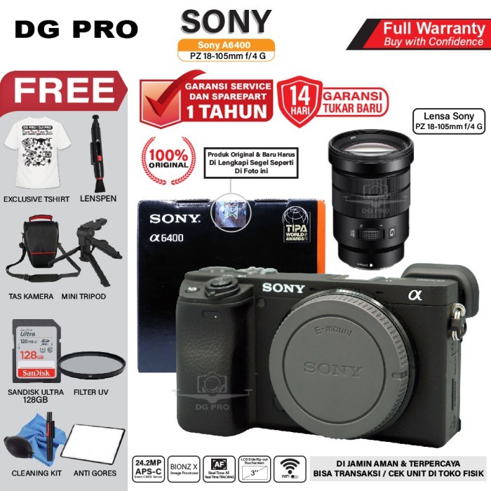 Jual Sony Alpha A6400 + Sony E Pz 18-105Mm F4 G Oss Lens Mirrorless Camera | Shopee Indonesia