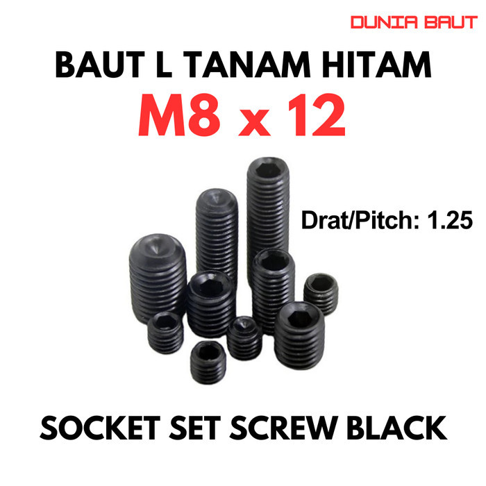Jual Baut L Tanam M8X12 / L Set 8X12 / Baut Tanam L M8 X 12 / L Set Hitam 8 X 12 - Socket Set ...