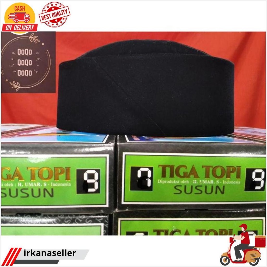 Jual Kopiah Susun Tiga Topi / Peci Polos Beludru Halus Merk Tiga Topi ...
