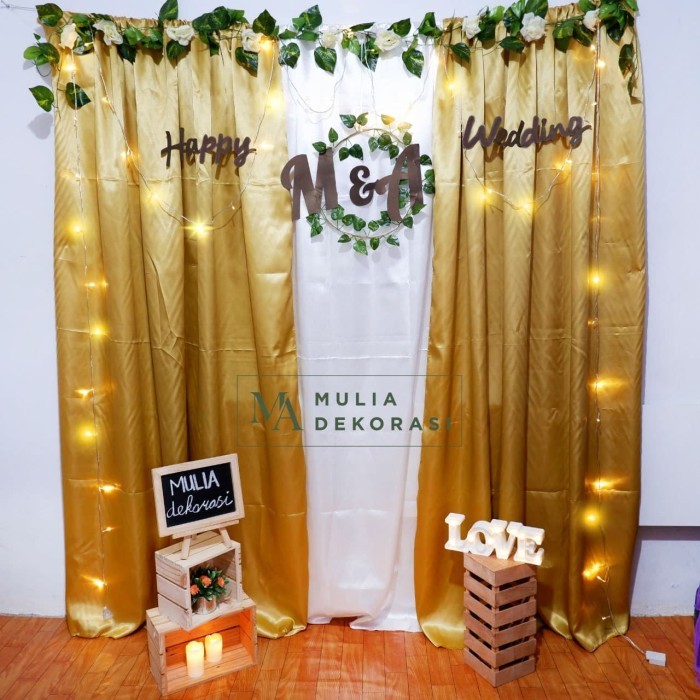 Jual DEKORASI LAMARAN BACKDROP NIKAHAN SATIN GOLD PHOTOBOOTH DIY AKAD ...