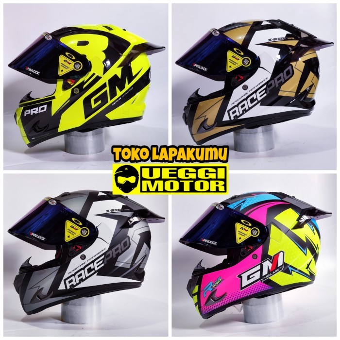 Jual HELM PAKET GANTENG GM RACE PRO FULL FACE | Shopee Indonesia
