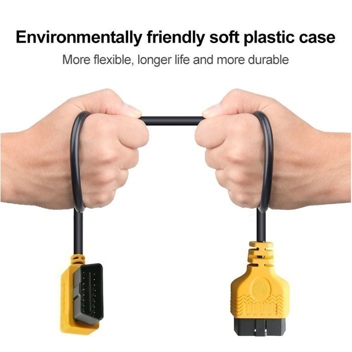 Jual Autool Obd2 16 Pin 1 To 3 Splitter Extension Cable Connector ...