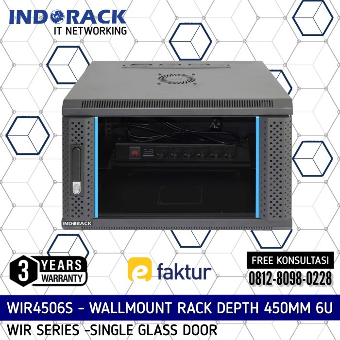 Jual Wallmount Rack INDORACK Single Door Rak Server 6U Depth 450mm ...