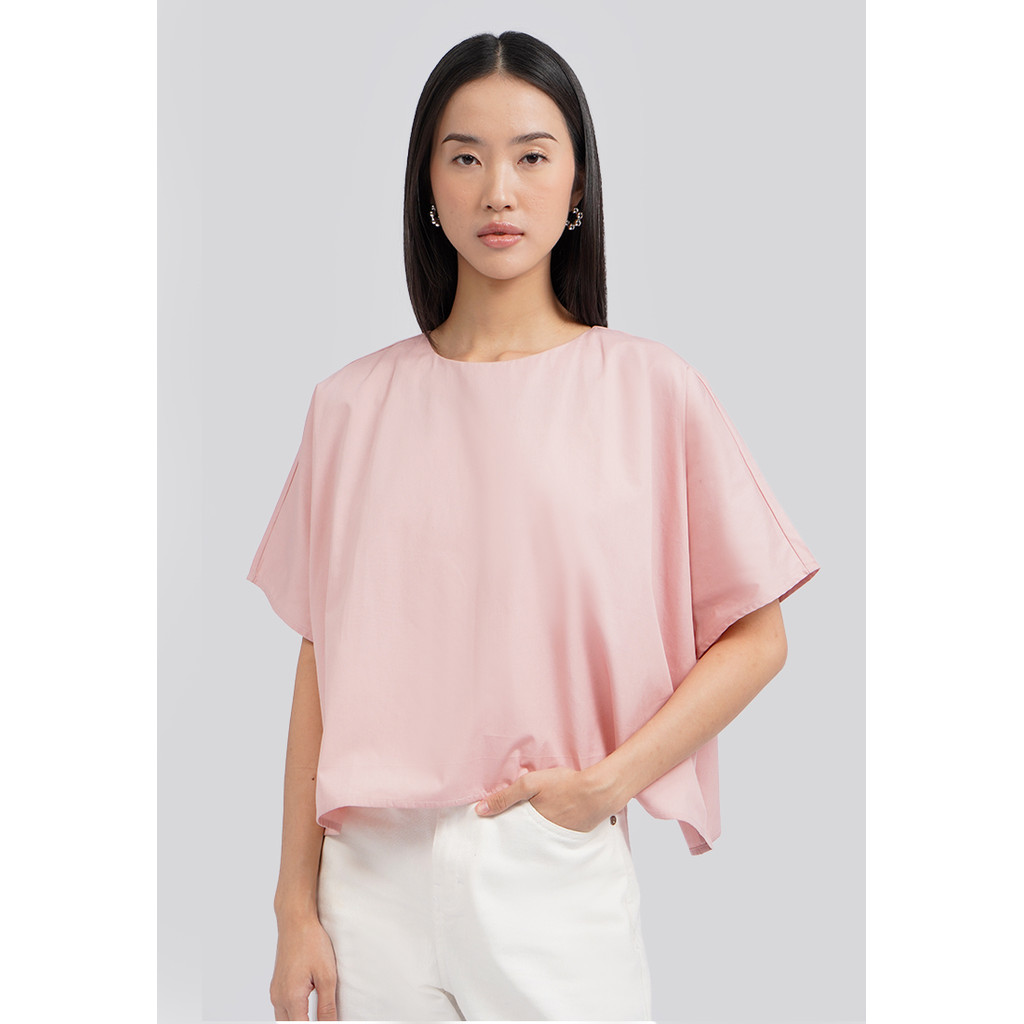 Jual Executive Round Neck Wide Sleeves Blouse Lt. Pink | Shopee Indonesia