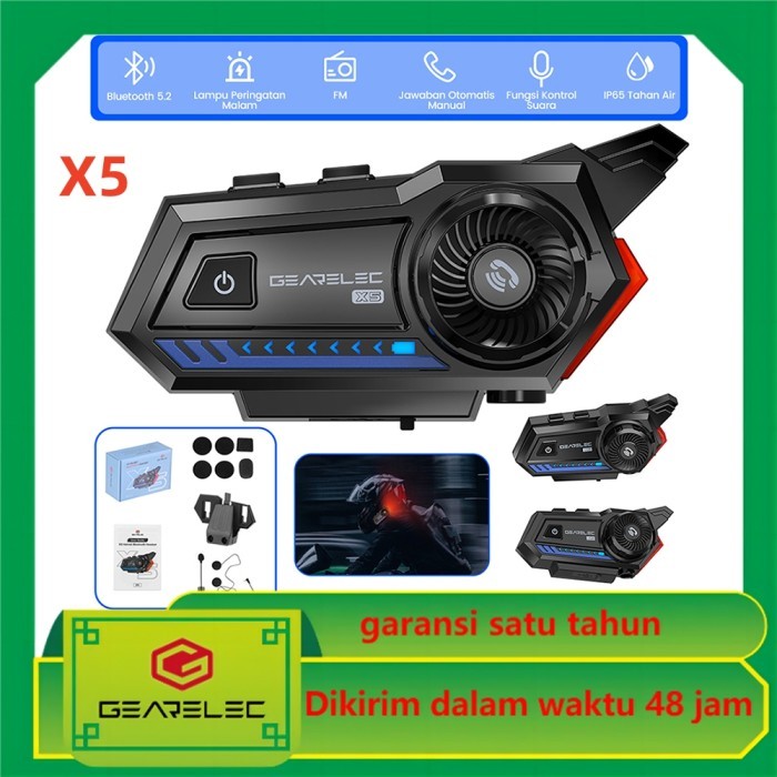 Jual GEARELEC X5 Bluetooth 5.1 Helm Sepeda Motor Headset Earphone Tahan ...