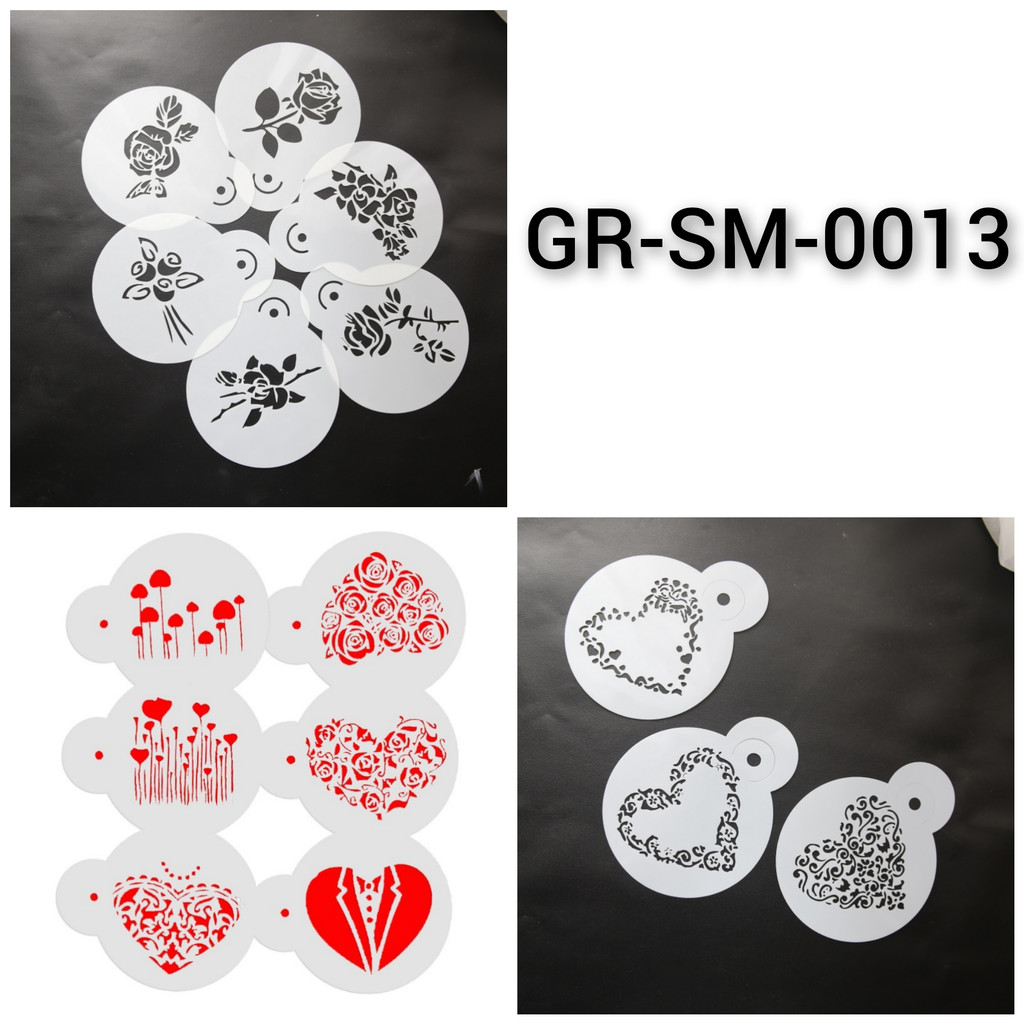 Jual GR-SM-0013 Cake stencil stensil pinggiran kue kopi bunga mawar ...