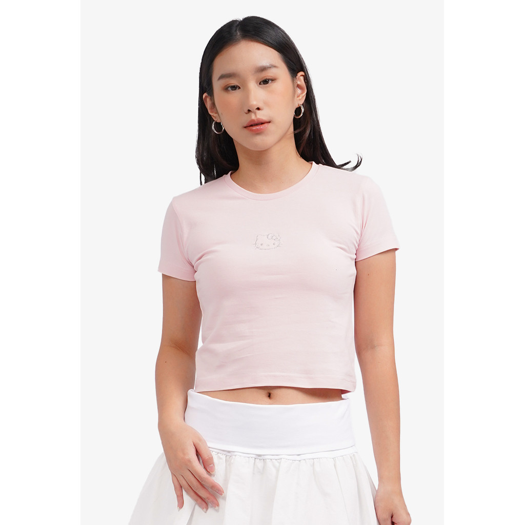 Jual COLORBOX Hello Kitty Fitted Graphic Crop T-Shirt Pink | Shopee Indonesia