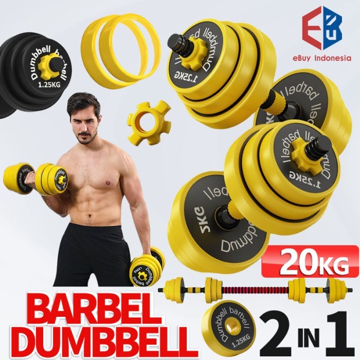 Jual Ebuy 20Kg Dumbbell Barbell Set/ Peralatan Kebugaran Angkat Berat | Shopee Indonesia
