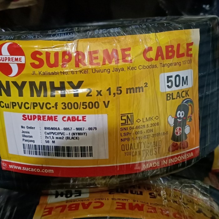 Jual KABEL NYYHY/NYMHY 2X1.5 SERABUT 2X1.5 MM 50 METER SUPREME GRAB/GOJEK KODE 1436 | Shopee ...