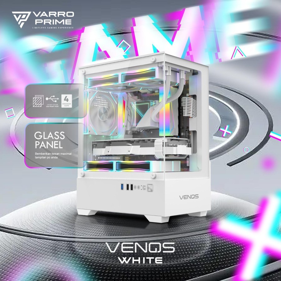 Jual CASING GAMING VARRO VENQS WHITE (include 3 fan) Case PC Gaming ...