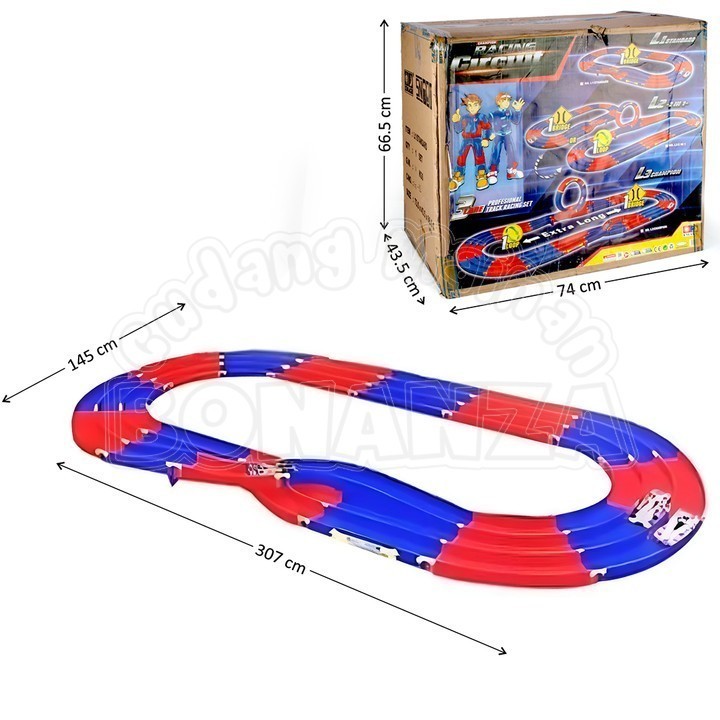 Jual [Bonanza] Mainan Track Tamiya Rakit 3 Jalur 307x145 cm Racing ...