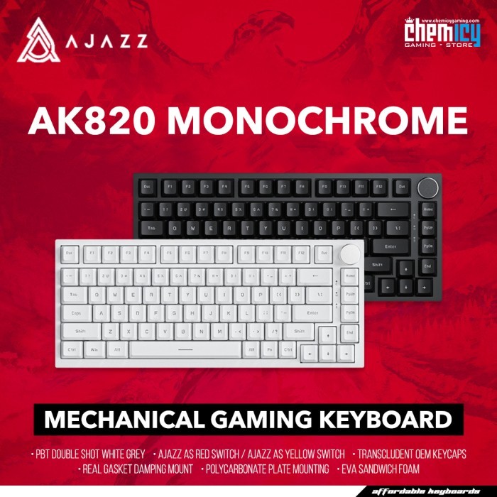 Jual Ajazz Ak820 Monochrome 75% Gasket Mount Mechanical Gaming Keyboard ...