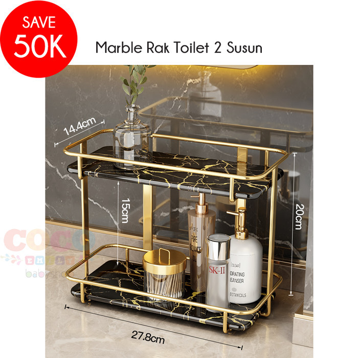 Jual Rak Toilet Kamar Mandi 2 Susun Marble Vanity Tier Stainless Steel ...