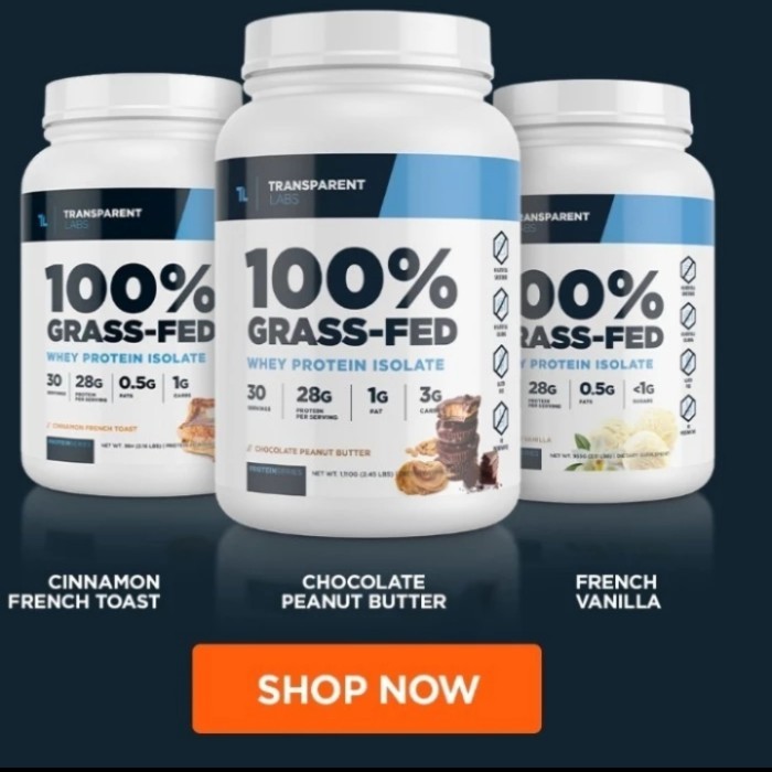 Jual Transparent labs Whey Protein Isolate 100% Grass-Fed 28g 2 lb ...