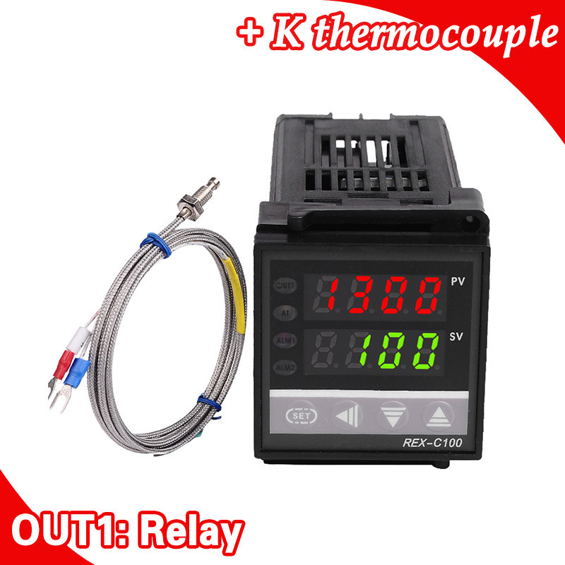 Jual New Dual Digital RKC PID Temperature Controller REX-C100 with Sensor Thermocouple K, Relay ...