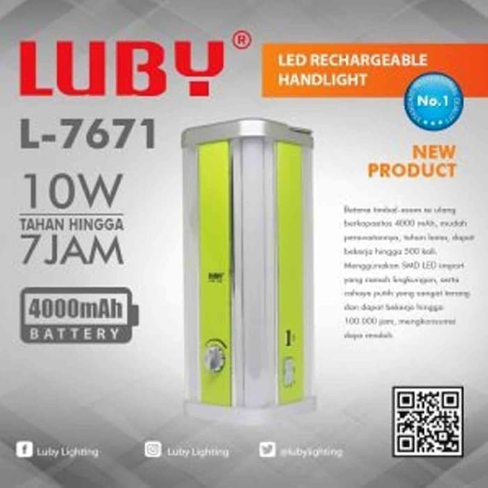 Jual Lampu Emergency 4 Sisi LUBY L-7671 / Lentera Emergency 50 + 50 Led ...