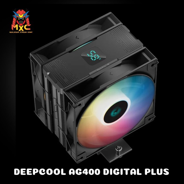 Jual COOLER CPU DEEPCOOL AG400 DIGITAL PLUS BLACK ARGB CPU COOLER DUAL ...