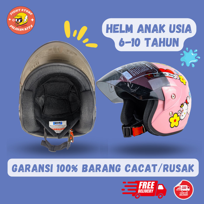 Jual Helm Anak Karakter Hello Kitty SNI Laki-Laki Perempuan Umur 2-10 Tahun | Shopee Indonesia