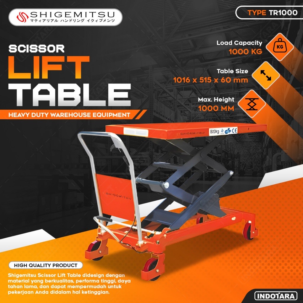 Jual Scissor Lift Table 1 TON Shigemitsu - TR1000 | Shopee Indonesia