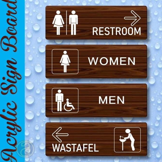 Jual Restroom Akrilik Sign Board 10x30cm Papan Tanda Petunjuk Arah ...