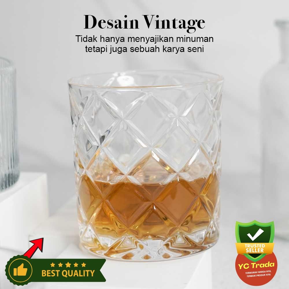 Jual One Two Cups Gelas Whisky Crystal Old Fashioned Rock Glass 320ml - CG32 High Quality ...