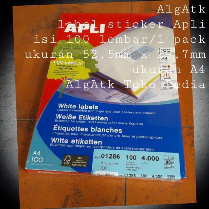 Jual APLI LABEL WHITE PAPER A4 ISI 100 LEMBAR FOR 4000 UNIT | Shopee ...