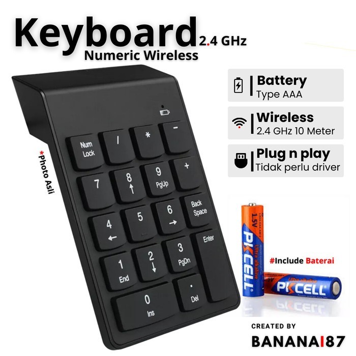 Jual Taffware Keyboard Wireless Numeric Keypad 2.5GHz 10 Meter Plug n Play | Shopee Indonesia