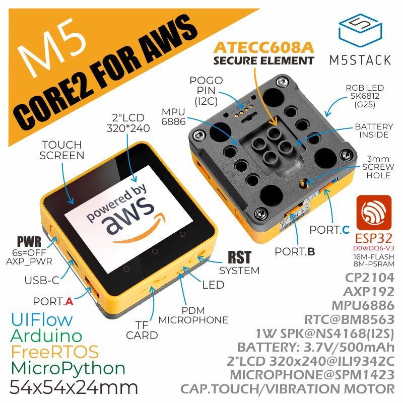 Jual ALKHZABAN M5Stack Official M5Stack Core2 ESP32 IoT Development Kit for AWS IoT EduKit ...