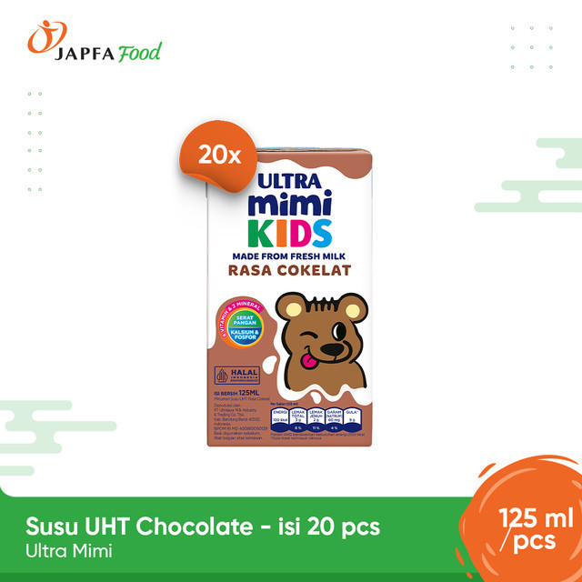 Jual Ultra Mimi Susu UHT Chocolate 125ml 100% Susu Sapi Segar - Isi 20 ...