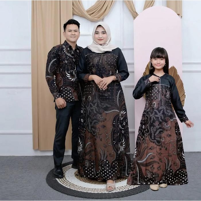Jual Model Baju Gamis Batik Couple Pasangan Keluarga Ayah Ibu Dan Anak ...
