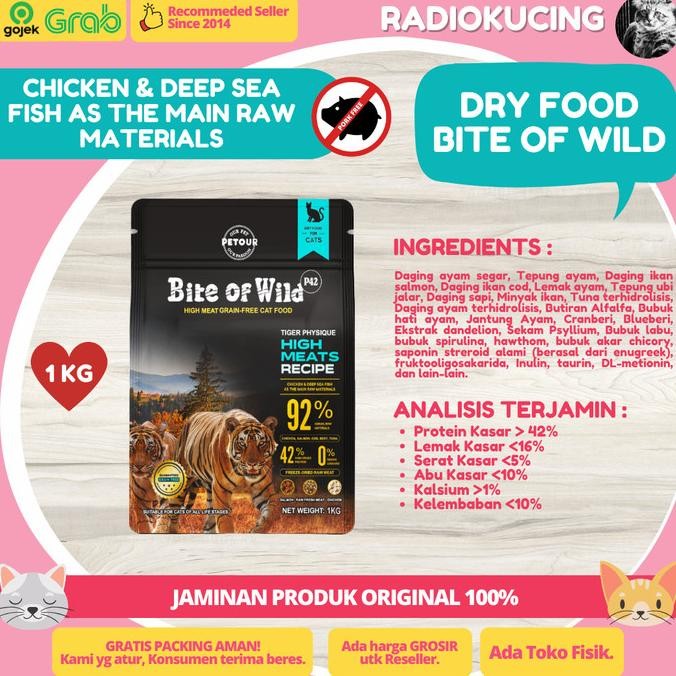 Jual NEW Dry Food BITE OF WILD 1 KG Makanan Kucing High Protein Grain ...