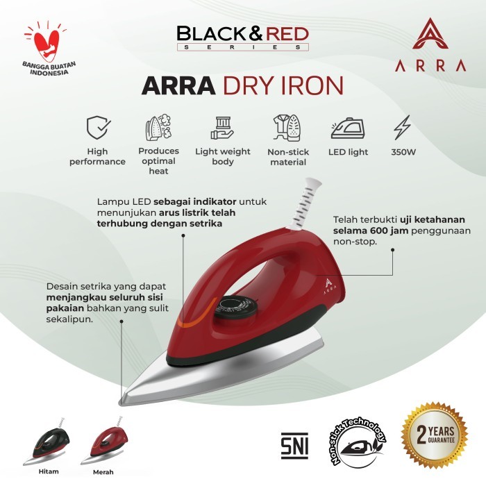 Jual ARRA - DRY IRON BLACK AND RED SERIES (BLACK) | Shopee Indonesia