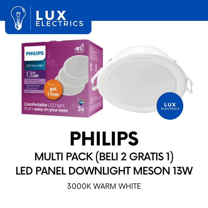 Jual HARGA DISKON Paket Isi 3 Lampu Panel LED Meson Downlight 13W PHILIPS Warm White | Shopee ...