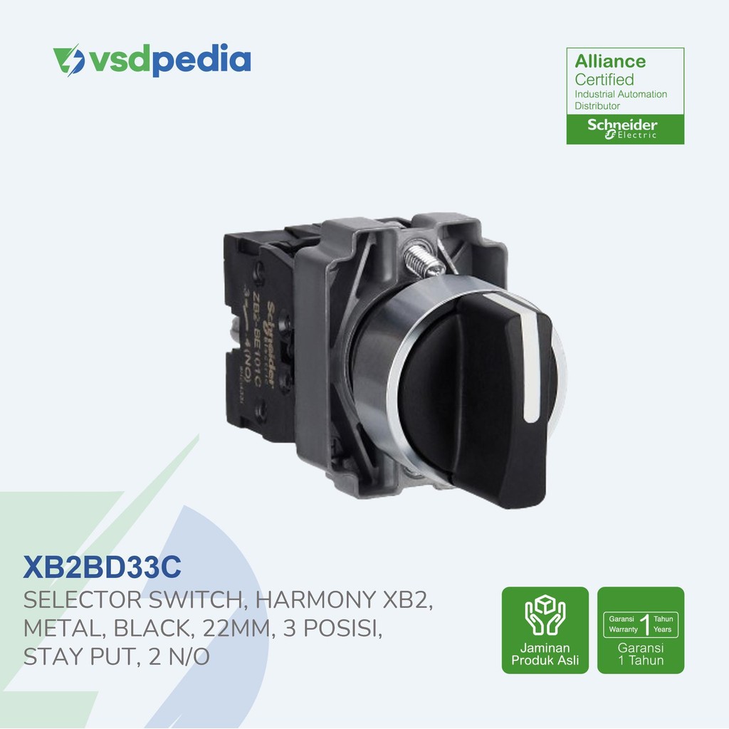 Jual SCHNEIDER SELECTOR SWITCH XB2 3 POSISI 2 N/O XB2BD33C | Shopee ...