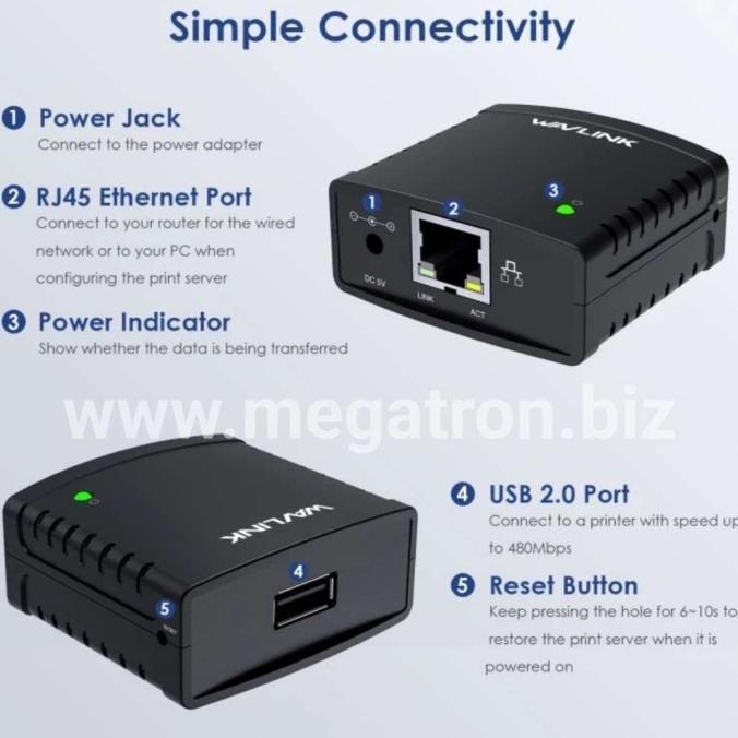 Jual Network Print Server Lan Rj45 To Usb (1 Usb Printer Sharing Banyak ...