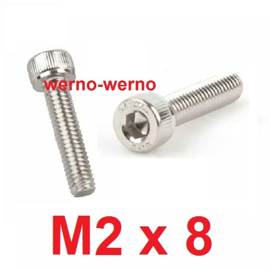 Jual Baut L Hexagon Bolt SS 304 Stainless Steel M2x8 2mm x 8mm M2*8 M2 ...