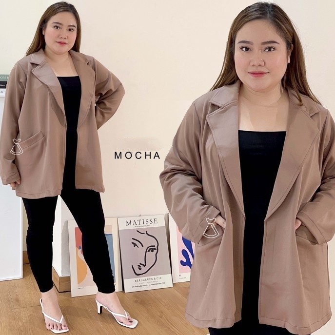 Jual Blazer Kerja Polos Jumbo Korean Style Wanita Iva Blazer Scuba Oversize | Shopee Indonesia