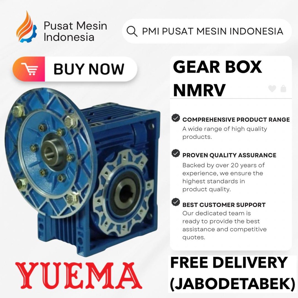 Jual GEAR BOX WORM GEAR YUEMA YMRV NMRV 110 RATIO 1/7,5 - 1/100/ GEAR ...