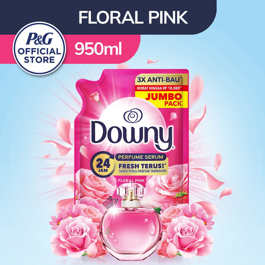 Jual Downy Pewangi dan Pelembut Pakaian Konsentrat Floral Pink Refill 950ml | Shopee Indonesia