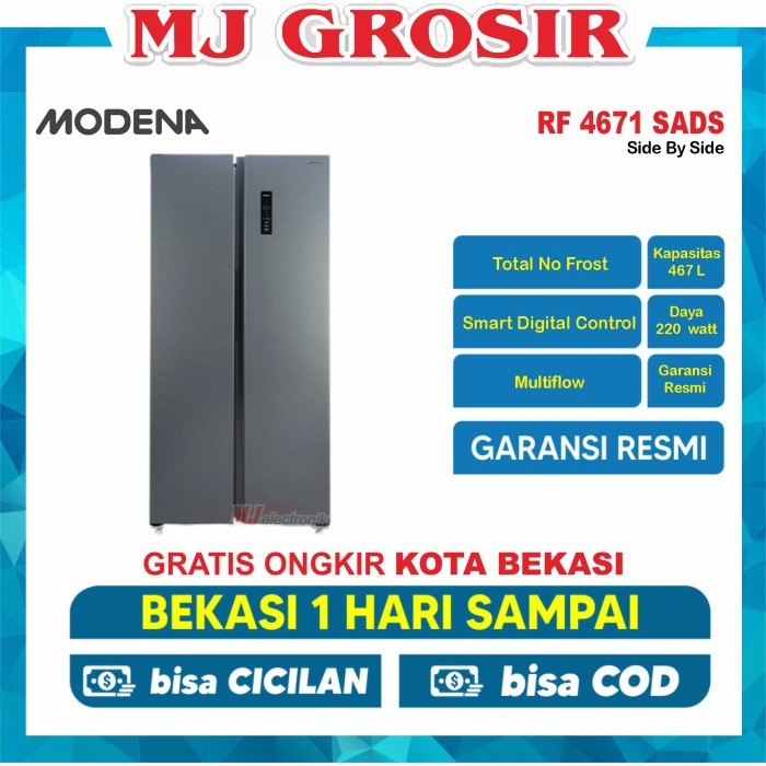 Jual Kulkas Modena Rf 4671 Sads Lemari Es 2 Pintu Side By Side | Shopee ...