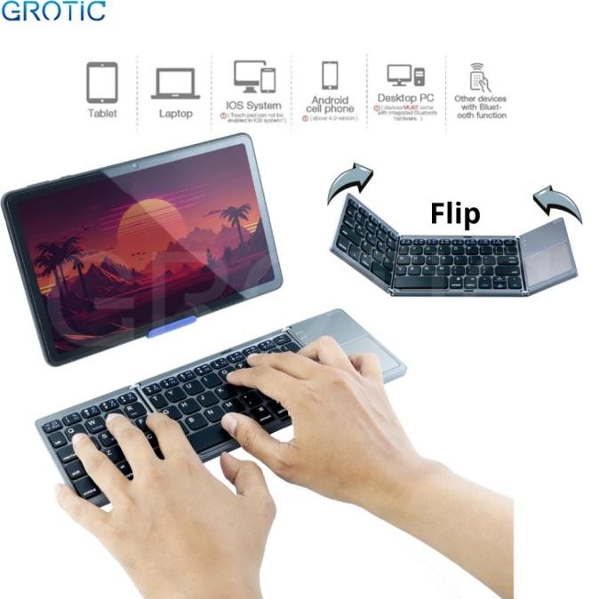 Jual Grotic Keyboard Wireless Bluetooth Lipat Touchpad / Trackpad ...