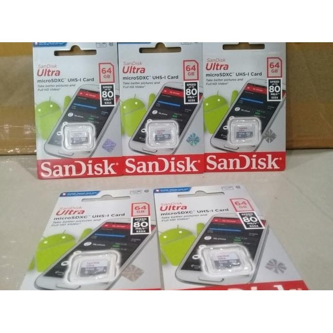 Jual Sandisk Micro Sd Ultra 64 Gb Memory Card Class 10 100Mbps Non Adaptor Original | Shopee ...