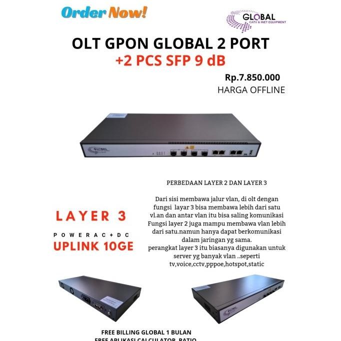 Jual CO OLT GPON GLOBAL BRAND 2 PORT UPLINK 10 GE POWER ACDC SFP 9DB ...