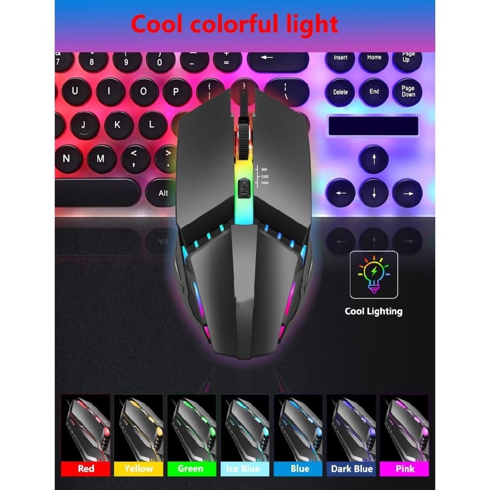Jual Mouse Gaming Wired Black Mouse Game Rgb Colorful 7 Led Light Mouse ...