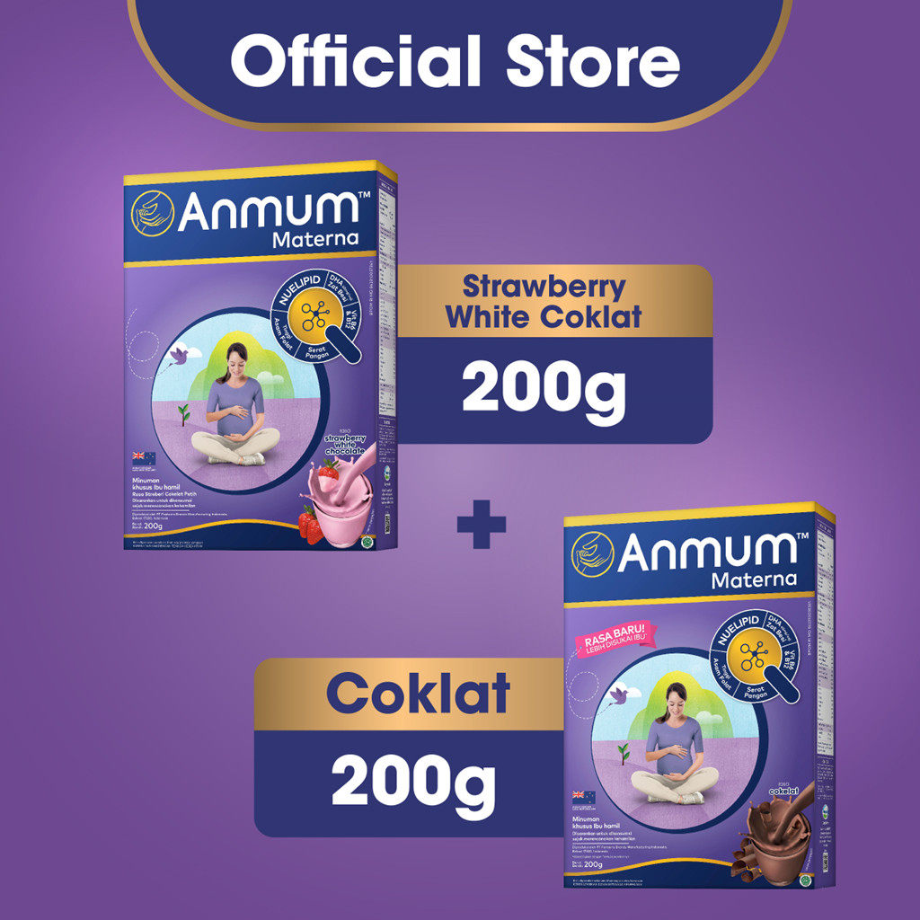Jual Anmum Materna Strawberry White Choco 200g & Anmum Materna Coklat ...
