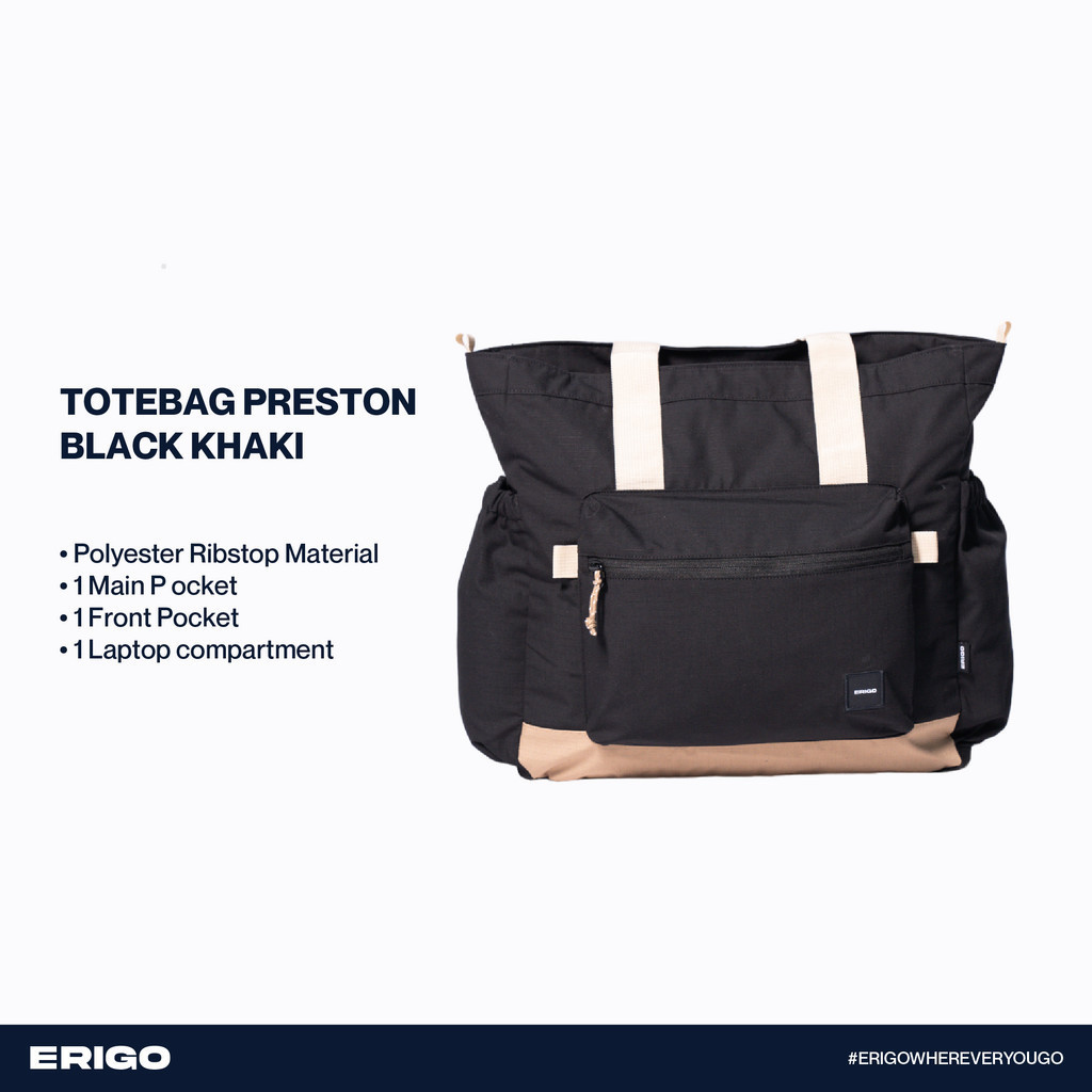 Jual Erigo Tote Bag Preston Black Khaki Unisex | Shopee Indonesia